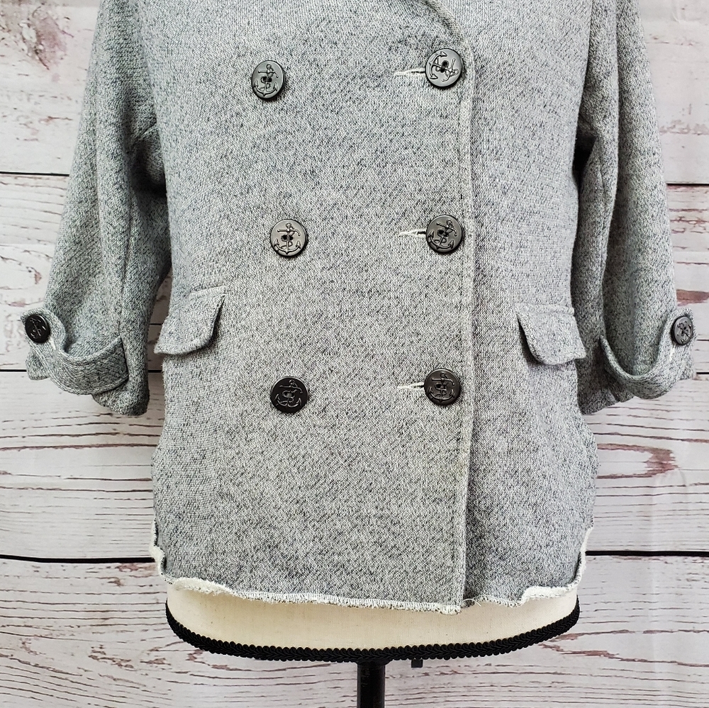 Cabi Heather Gray Shrunken Pea Coat Blazer - Gem